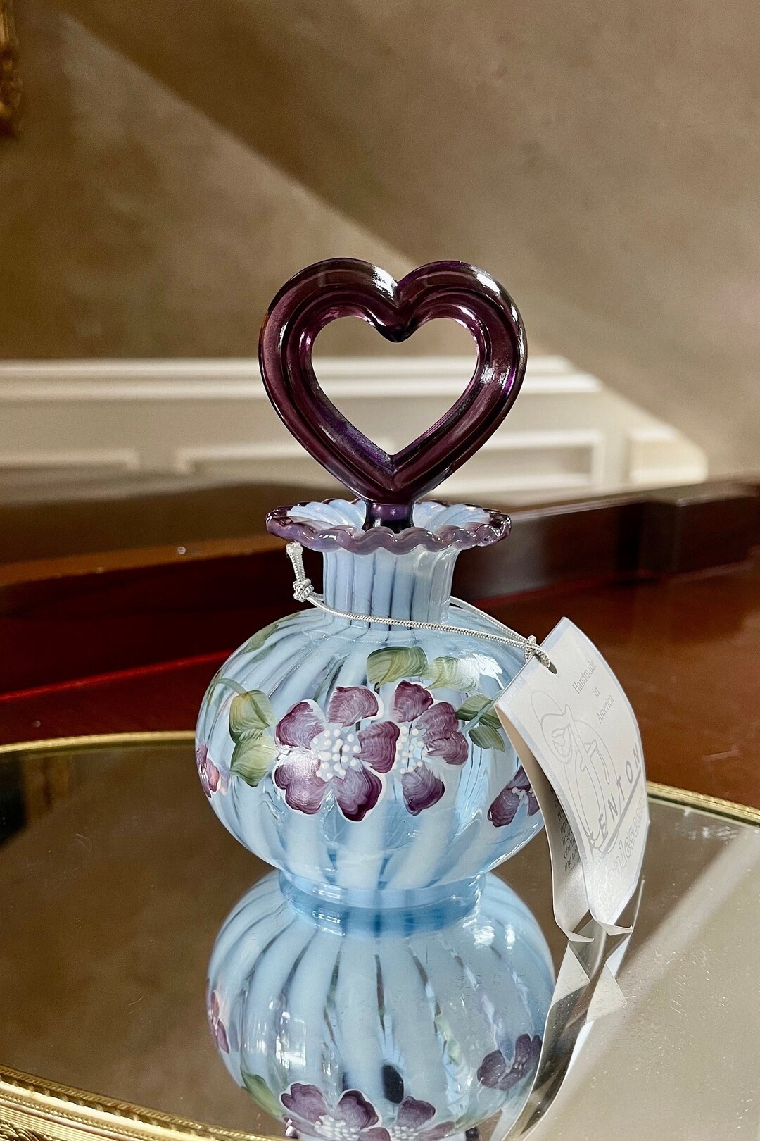 Fenton Glass Plum Crest Heart Dabber Hand Painted Perfume Bottle - Etsy