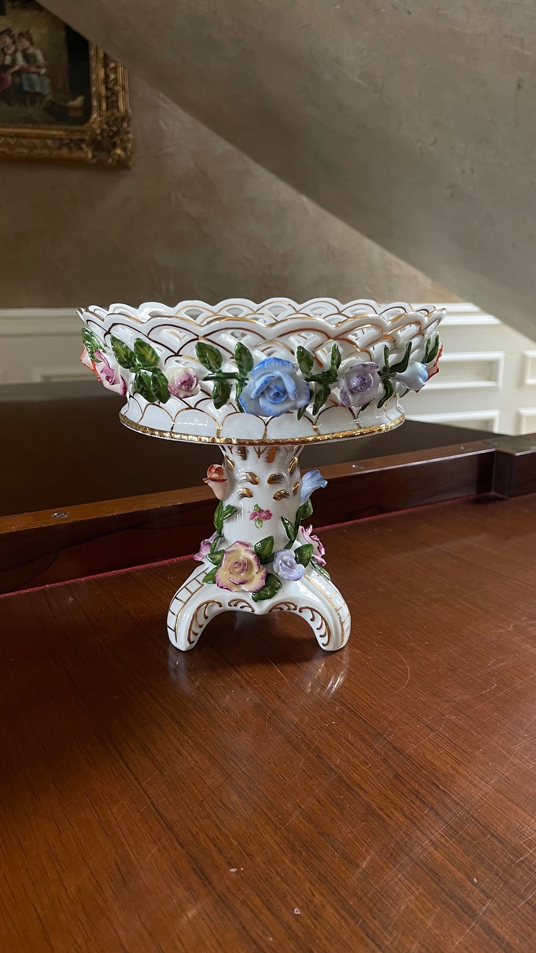 Porcelain Compote; Vintage Porcelain Dish; Vintage Compote; Dresden ...
