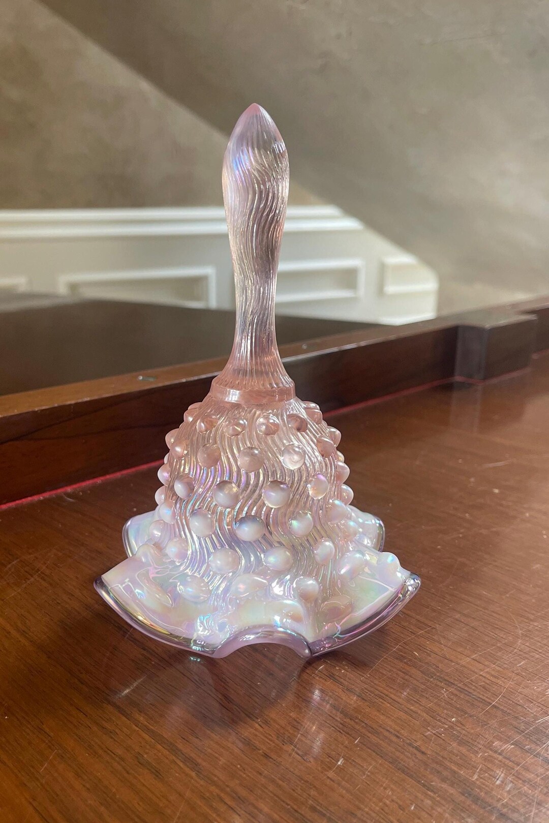 Fenton 95th Anniversary Pink Opalescent Purple Ribbon Glass Hobnail ...