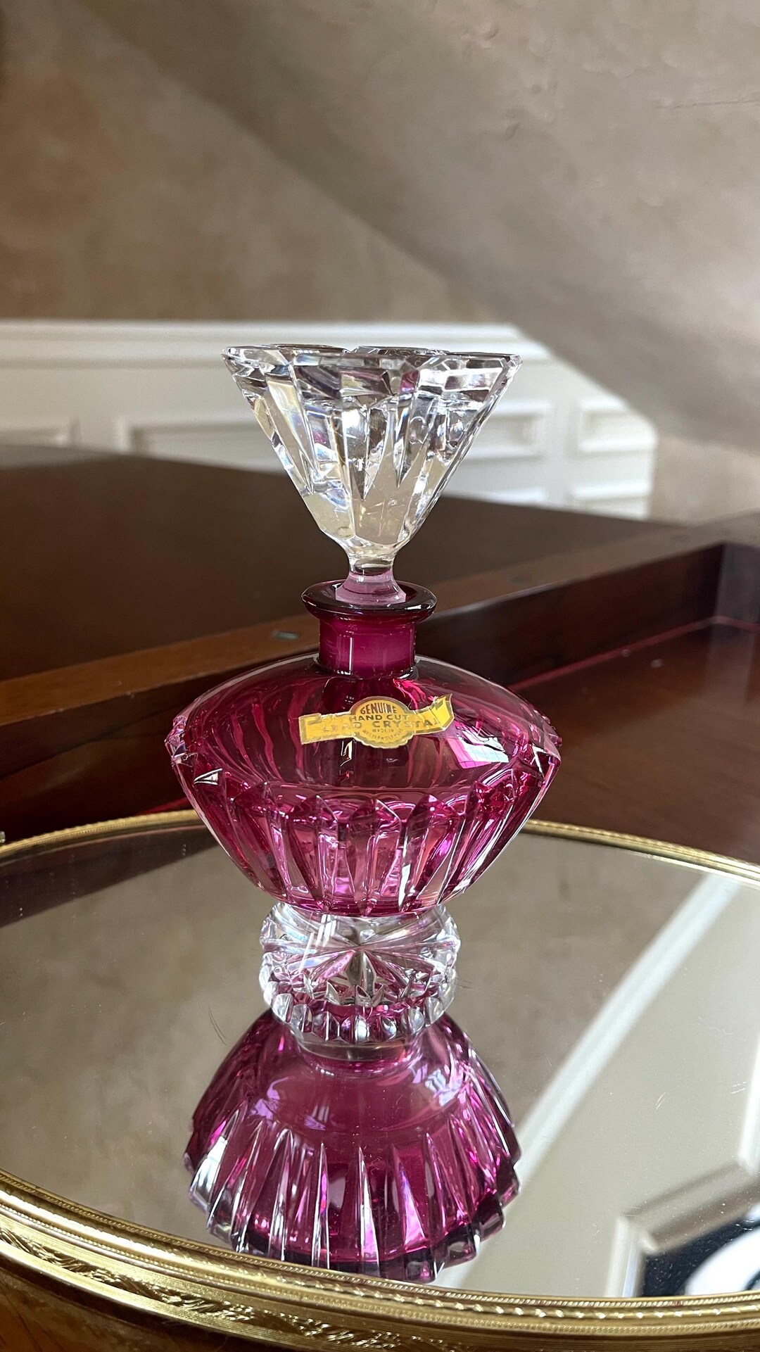 Hand Cut Lead Crystal Cranberry Perfume Bottle Made in Western Germany ...