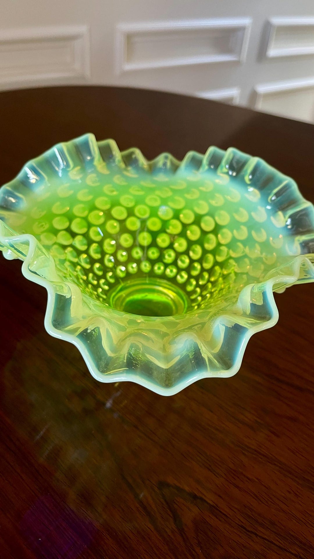 Fenton Vaseline Glass Bowl; Fenton Uranium Glass Hobnail Bowl - Etsy