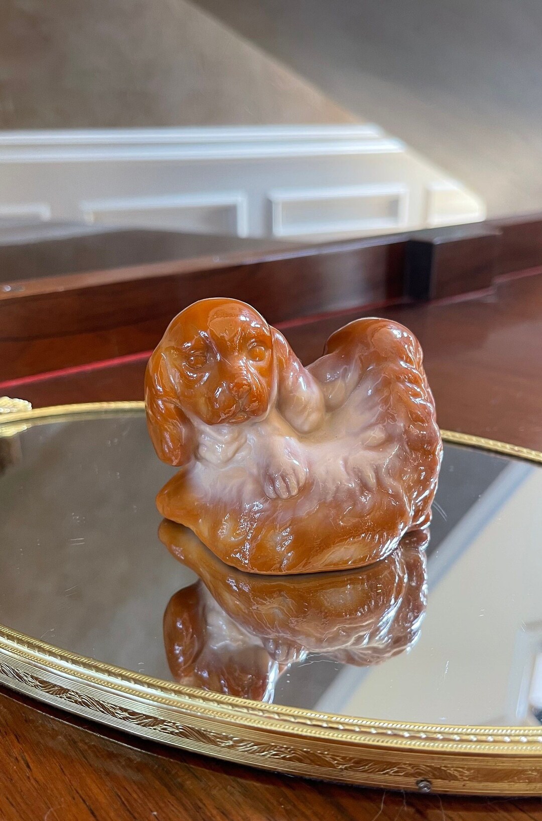 Fenton Chocolate Slag Glass Dogs Figurine Paperweight; Vintage Fenton ...