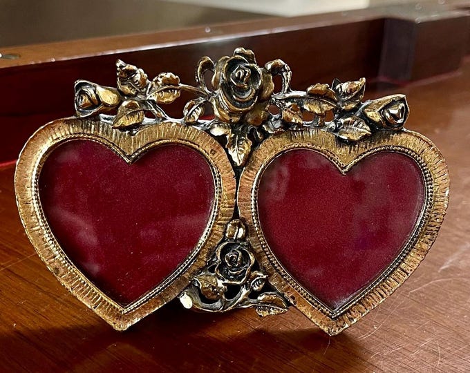 Vintage Double Heart Picture Frame; Vintage Brass Heart Picture Frame ...
