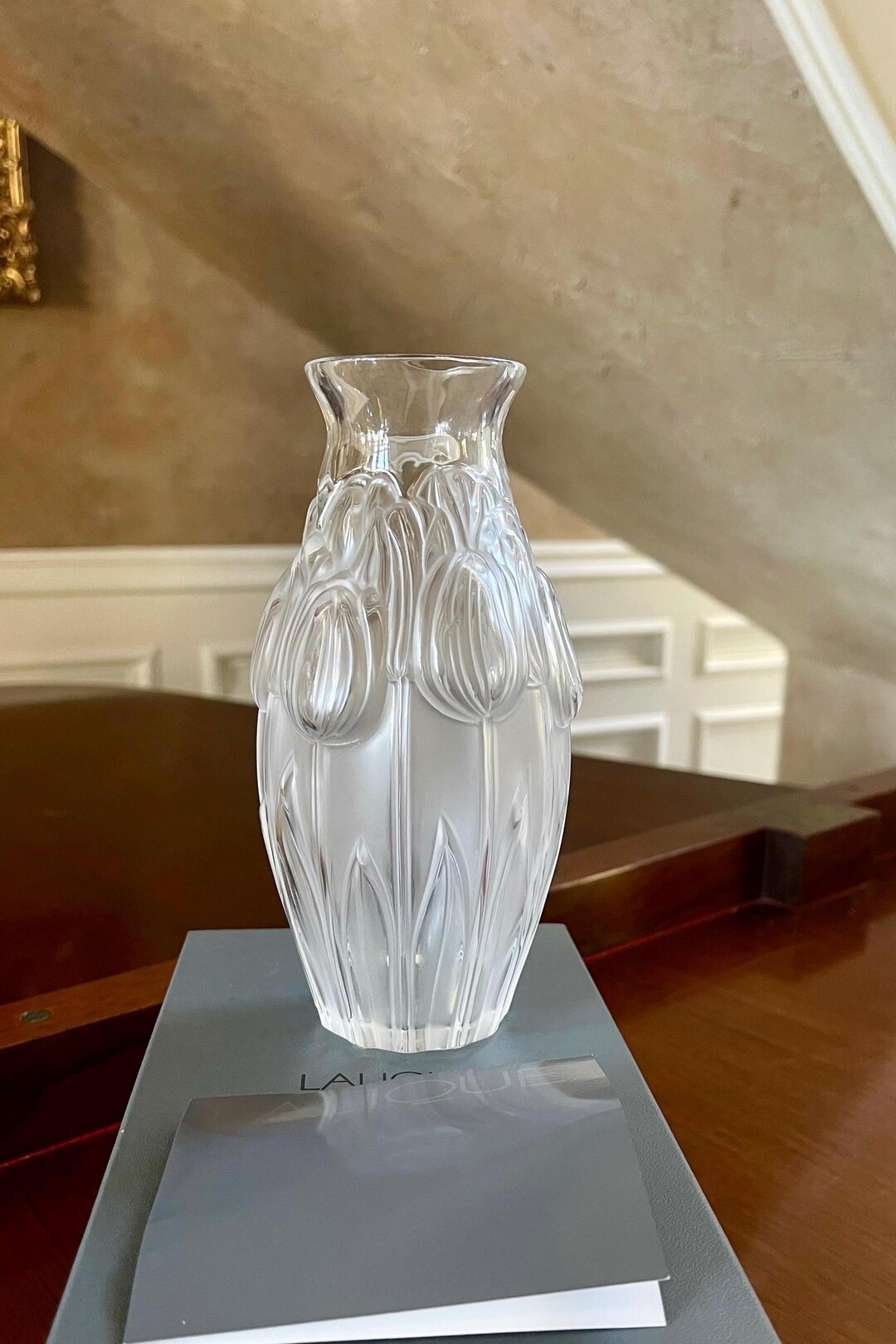Lalique Tulip Vase Mint Condition in Original Box Lalique Flower Vase ...