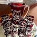 Ruby Cut to Clear Crystal Water Pitcher With Four Glasses - Etsy