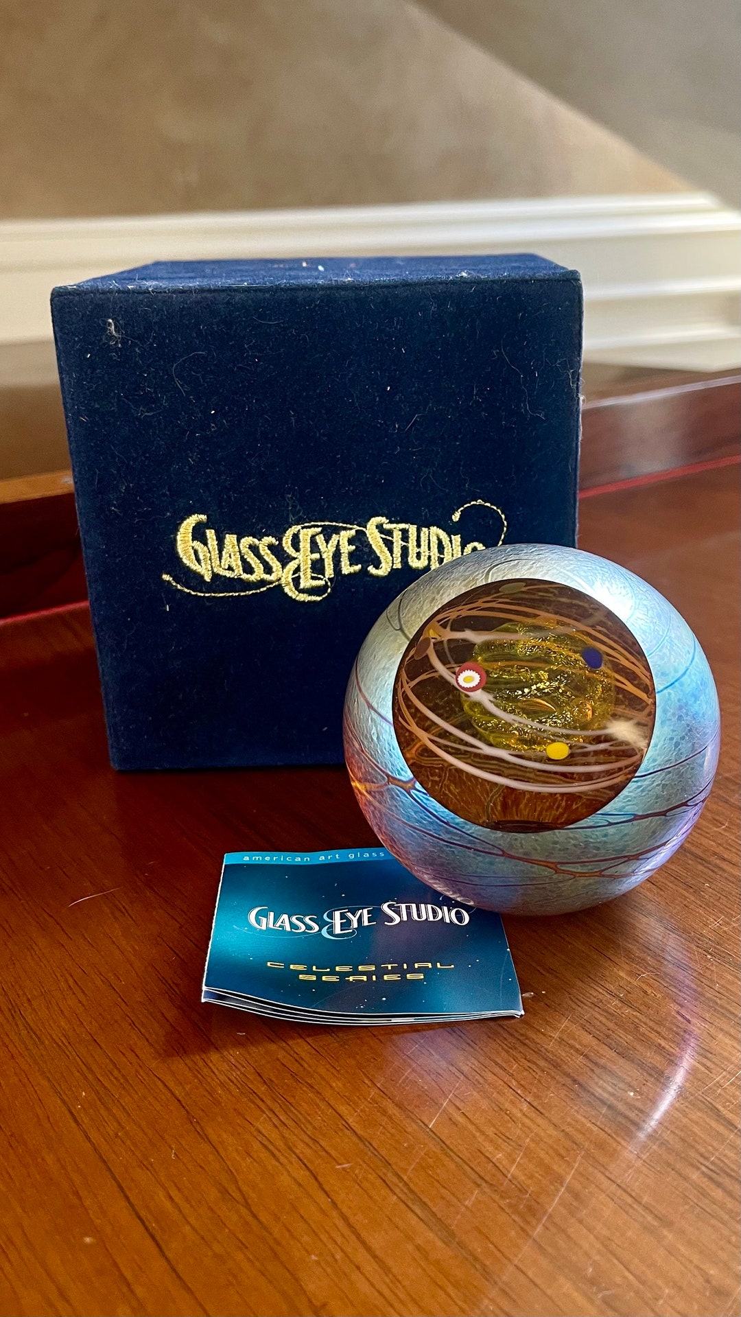 Glass Eye Studio Solar System Art Glass Paperweight GES Planet Series ...