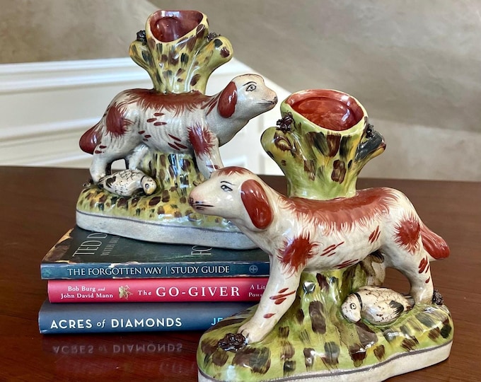 Vintage Pair of Staffordshire Style Dogs 6 1/2” Tall Spill Vase - Etsy