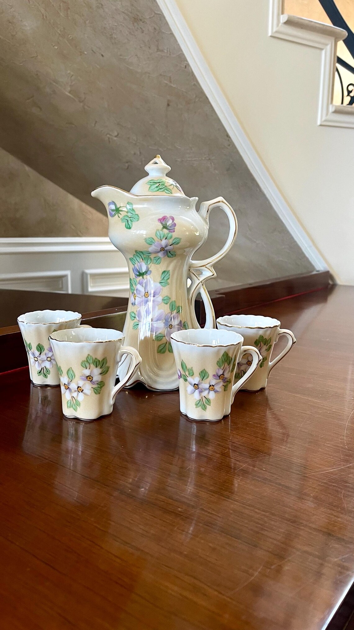 Elegant Vintage Porcelain Tea Set; Victorian Style Chocolate Set - Etsy