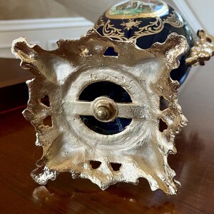 Cobalt Blue Sevres Style Urn 22” Tall With Brass Rams Head Ormolu ...