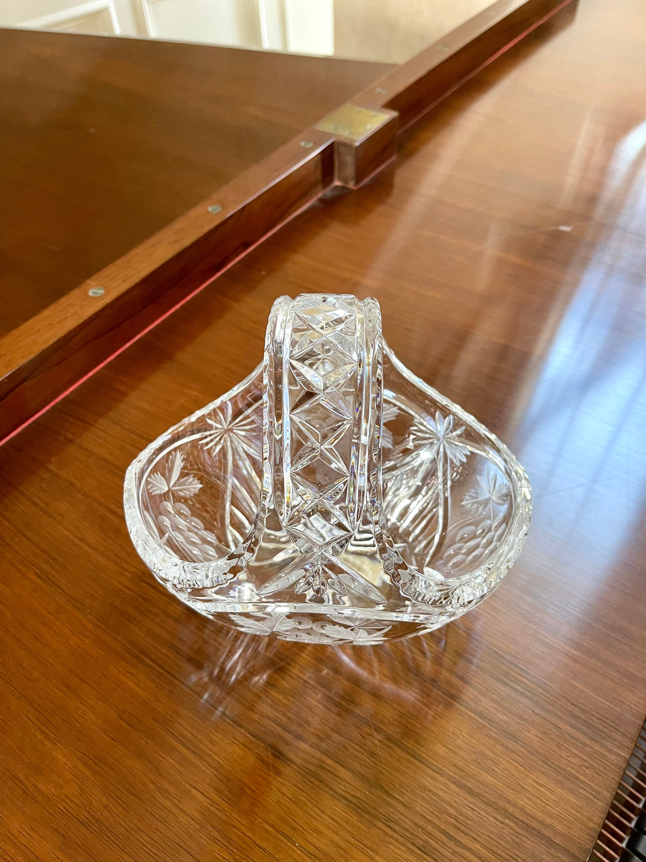 Vintage Hand Cut Lead Crystal Basket Grape Pattern Cut | Etsy
