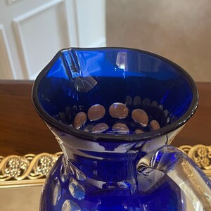 Cobalt Blue Cut to Clear Crystal 9” Water Pitcher - Etsy