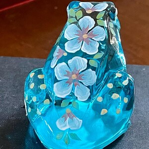 Fenton Glass Turquoise Blue Hand Painted Frog Figurine Paperweight ...
