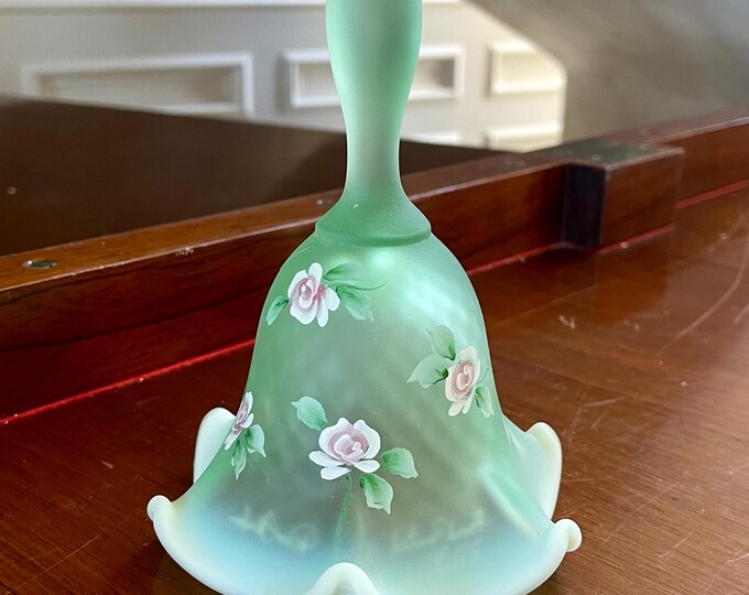 Fenton Hand Painted Double Signature 2003 Satin Glass Hand Bell; Fenton ...