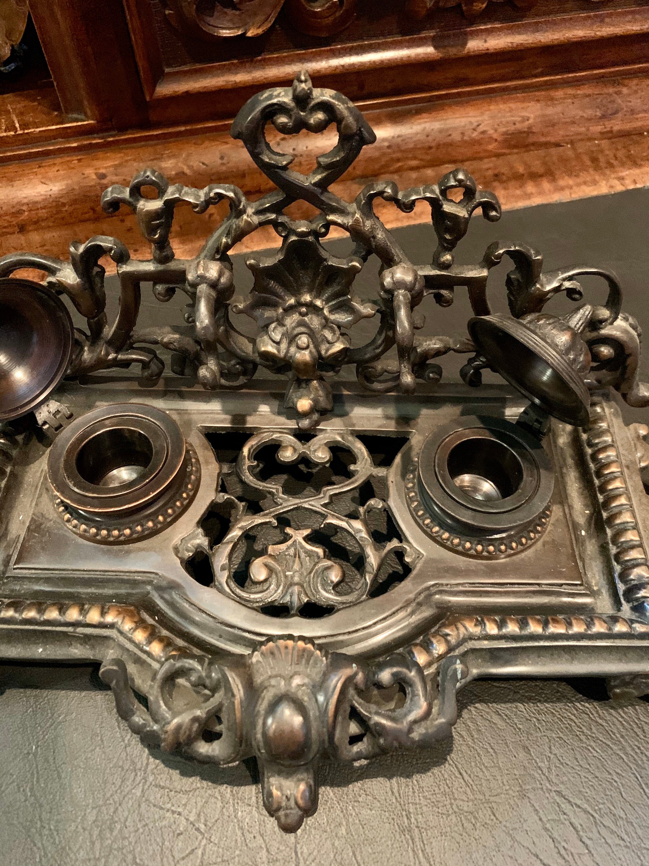 Vintage Ornate Desk Inkwell Letter Rack Desk Top Decor - Etsy