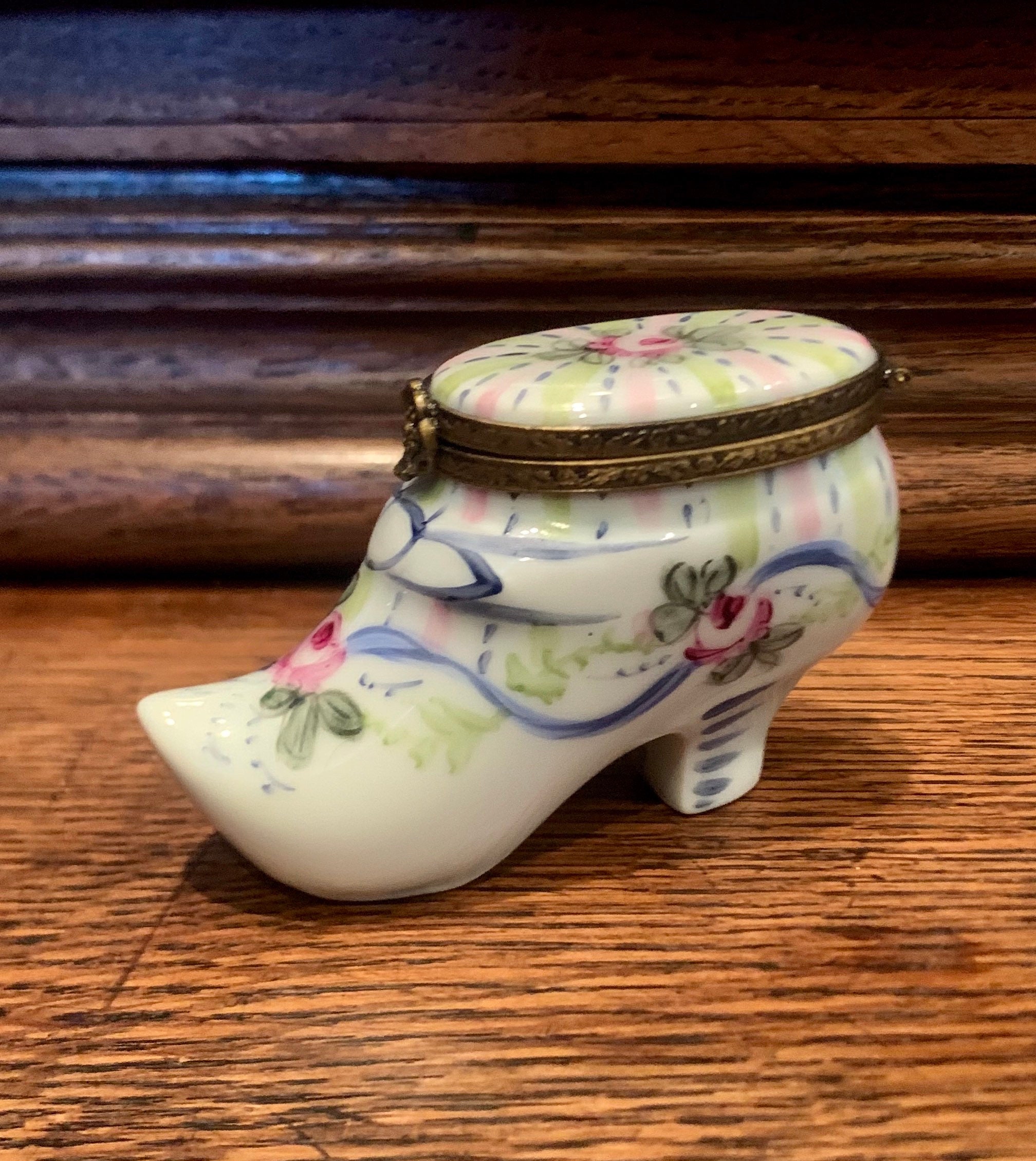 Limoges Porcelain Victorian Ladies Shoe Box; Limoges Trinket Box ...