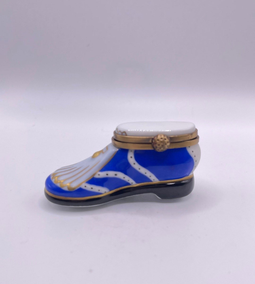 Limoges Porcelain Golf Shoe; Limoges Trinket Box; Collectible Limoges ...