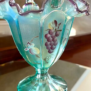 Fenton Glass Plum Crest 10.5 Hand Painted 1993 Limited Edition Basket ...