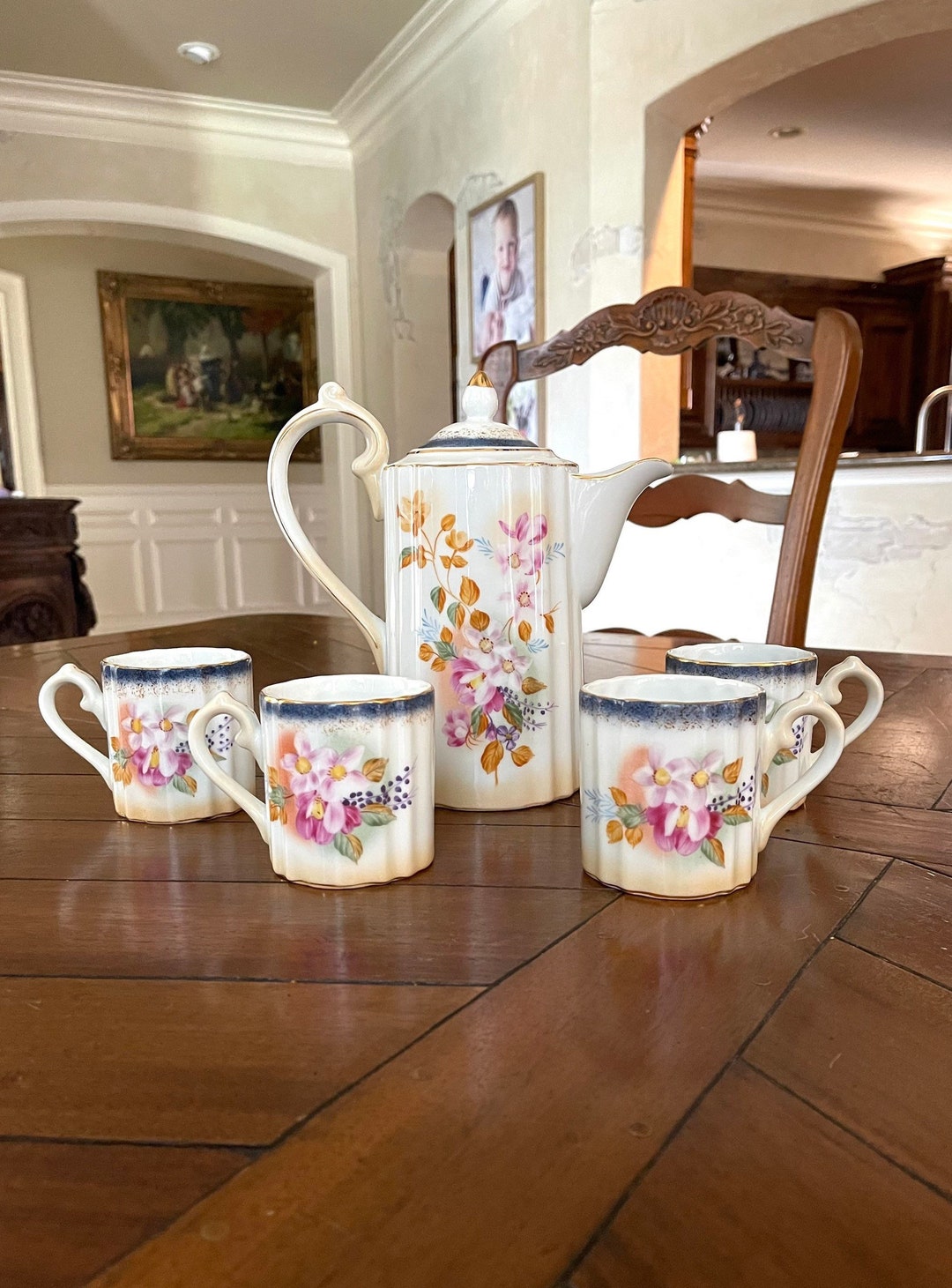 5 Pc. Set Vintage Victorian Style Porcelain Tea Set; Victorian Roses ...