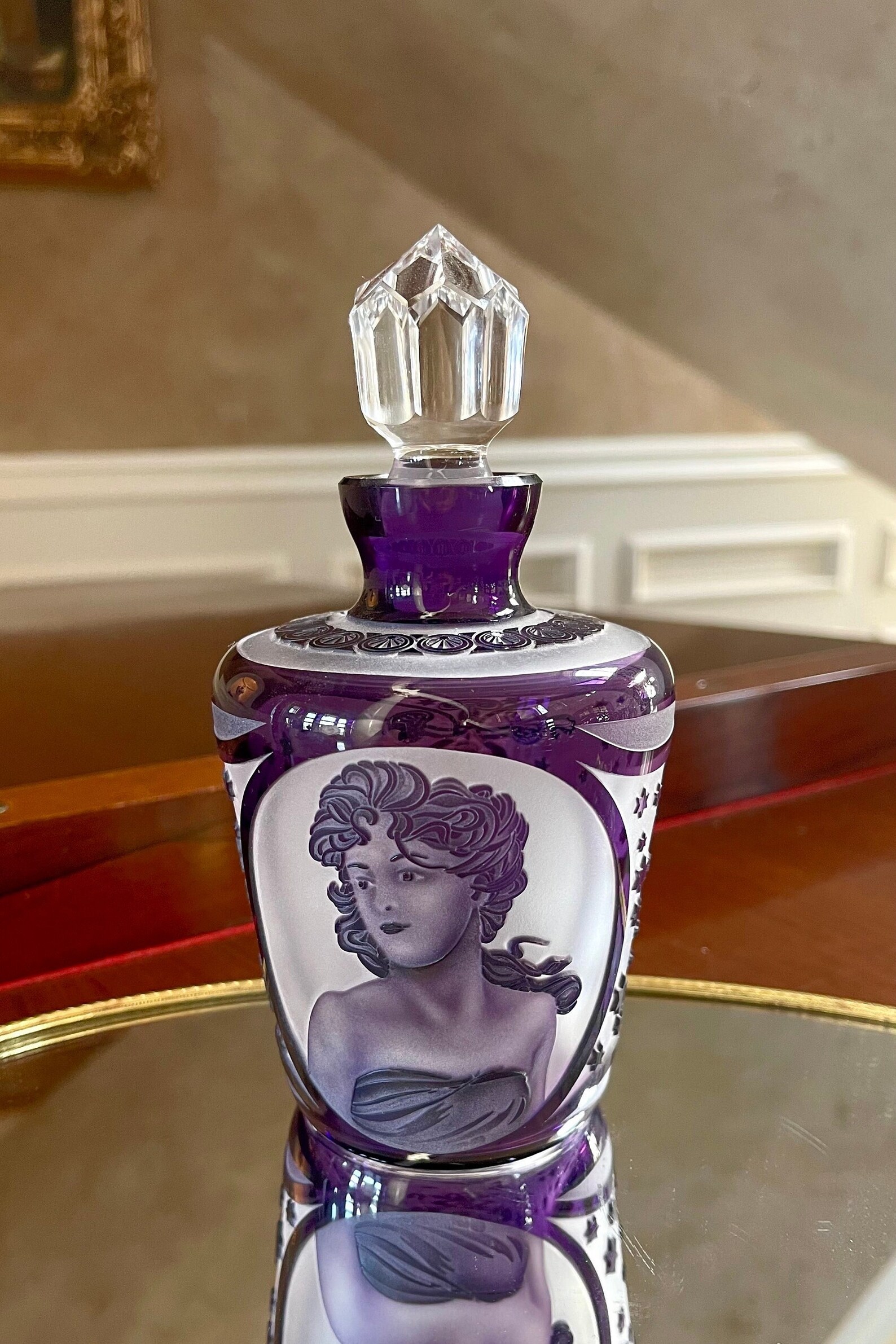 Amethyst Art Glass Crystal Perfume Bottle Made in Czechoslovakia; Art ...