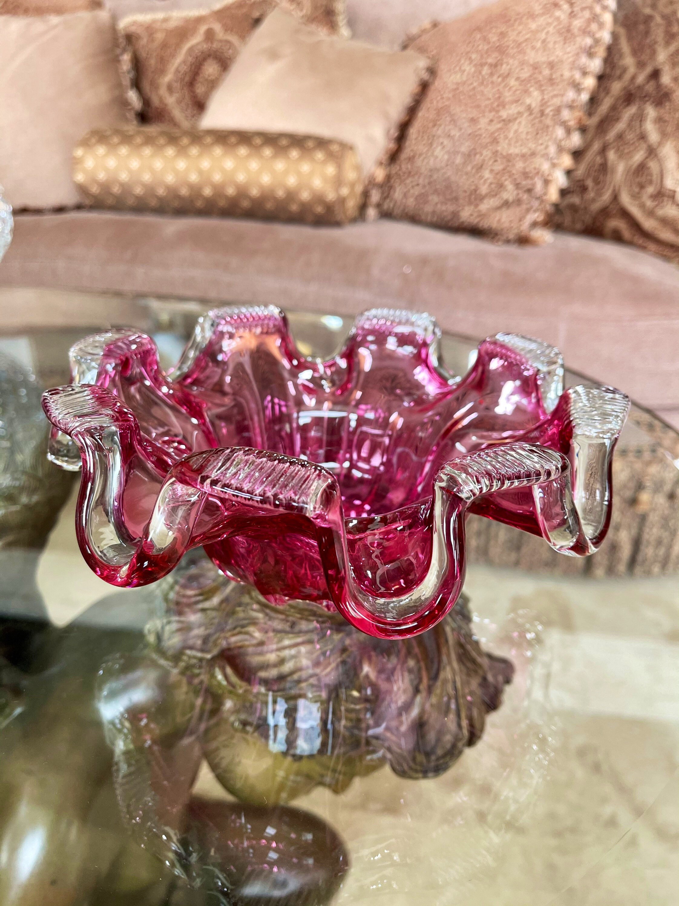 Mid Century Modern Cranberry Art Glass Bowl - Etsy