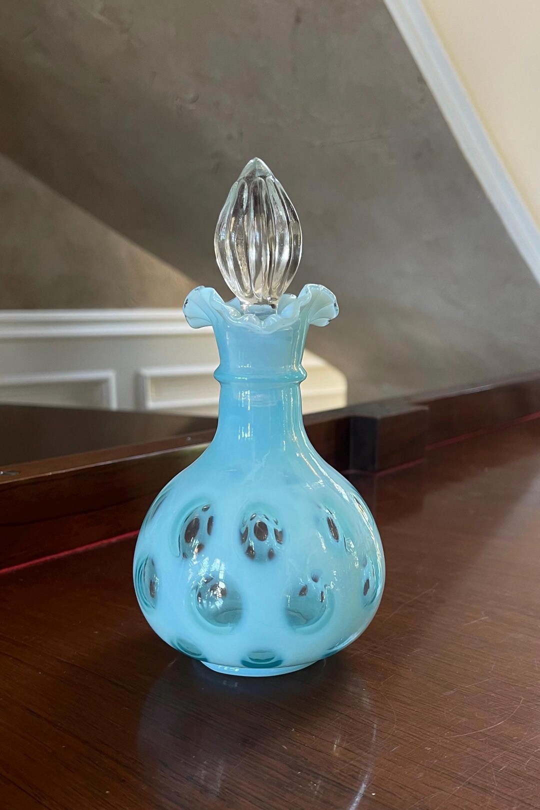 Fenton Opalescent Coin Dot Optic Perfume Bottle; Vintage Opalescent ...