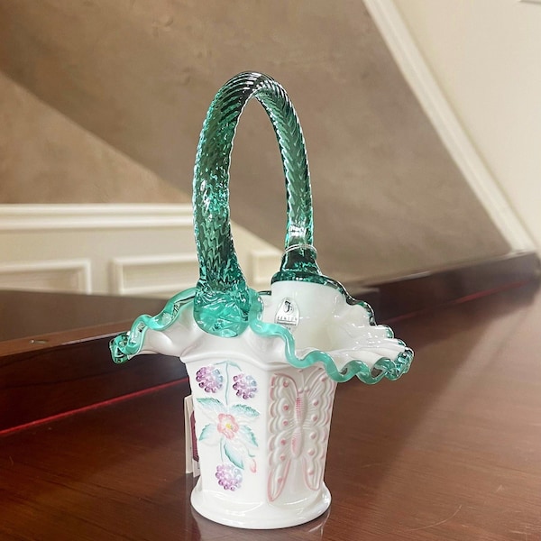 Fenton Glass Basket - Etsy