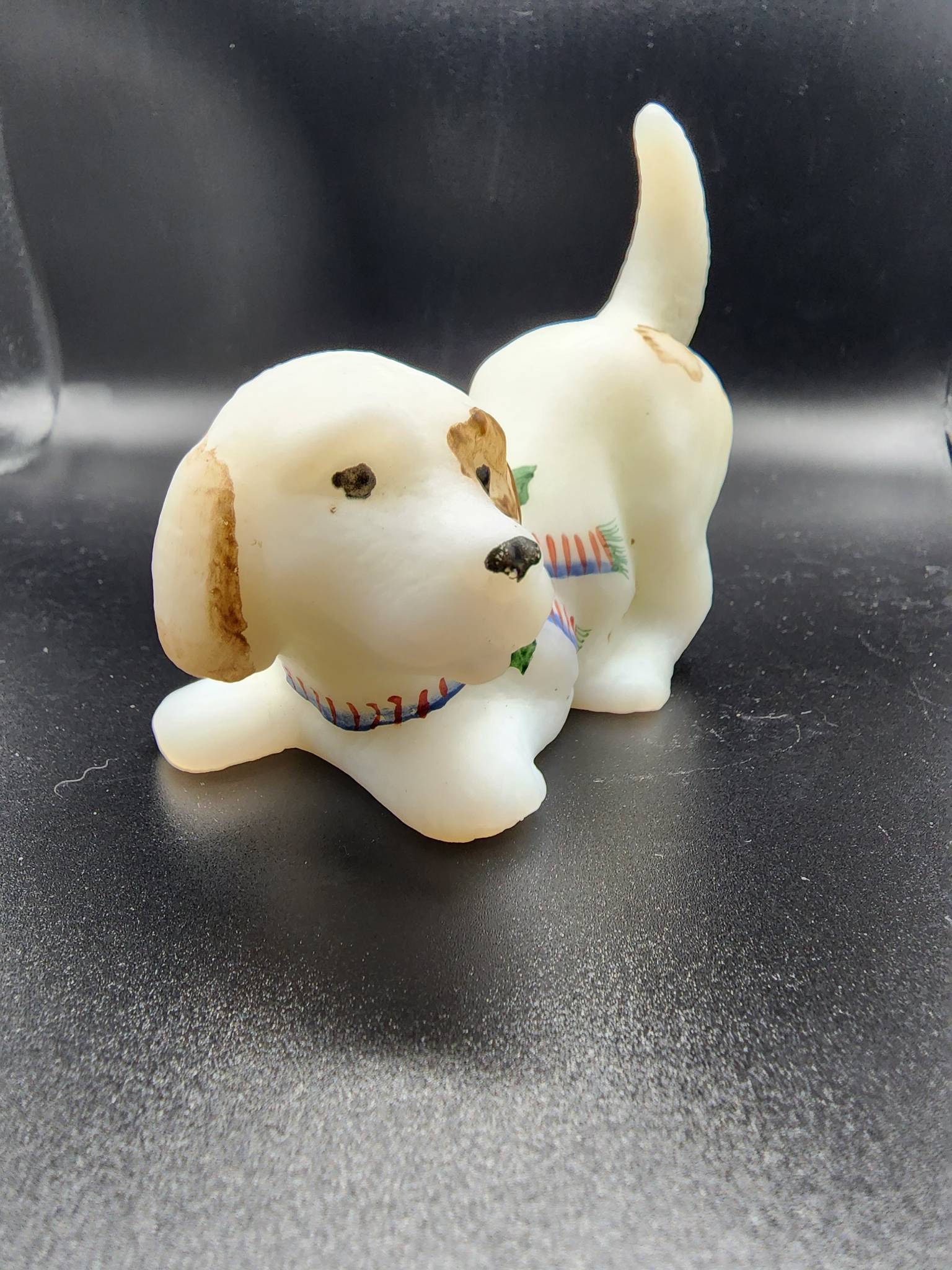 Fenton Satin Glass Playful Puppy Dog Figurine Paperweight - Etsy