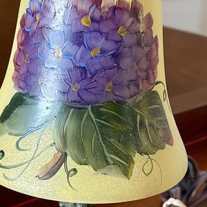 Hand Painted Hydrangeas Lamp With A Metal Bronze Finish Base - Etsy