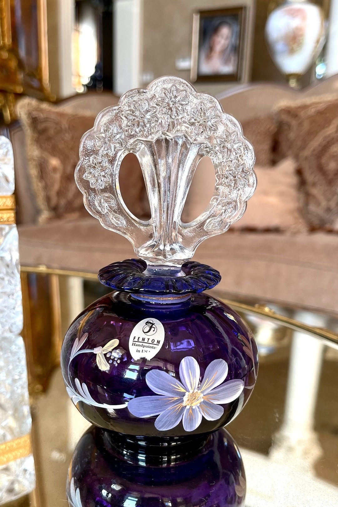 Fenton Glass Royal Purple Limited Edition Hand Painted Perfume Bottle ...