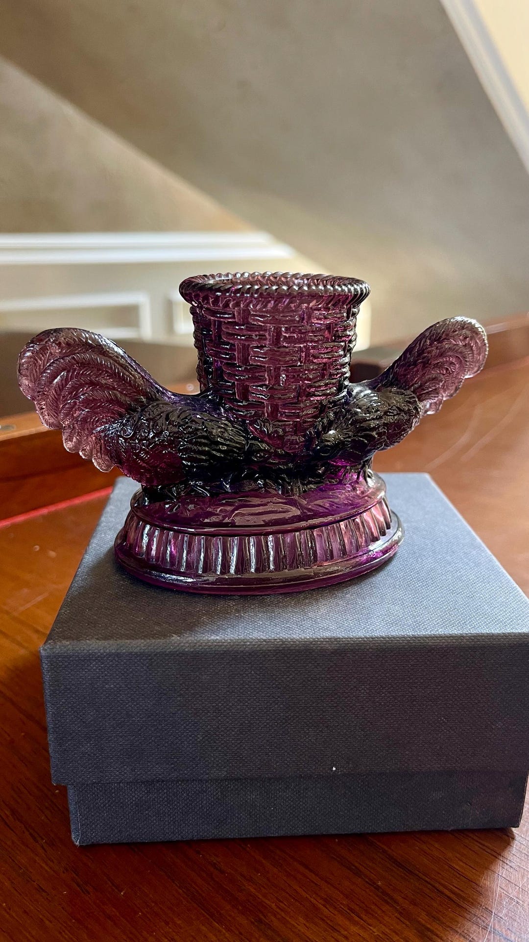 Amethyst Glass Double Chicken Toothpick Holder - Etsy