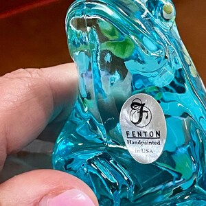 Fenton Glass Turquoise Blue Hand Painted Frog Figurine Paperweight ...