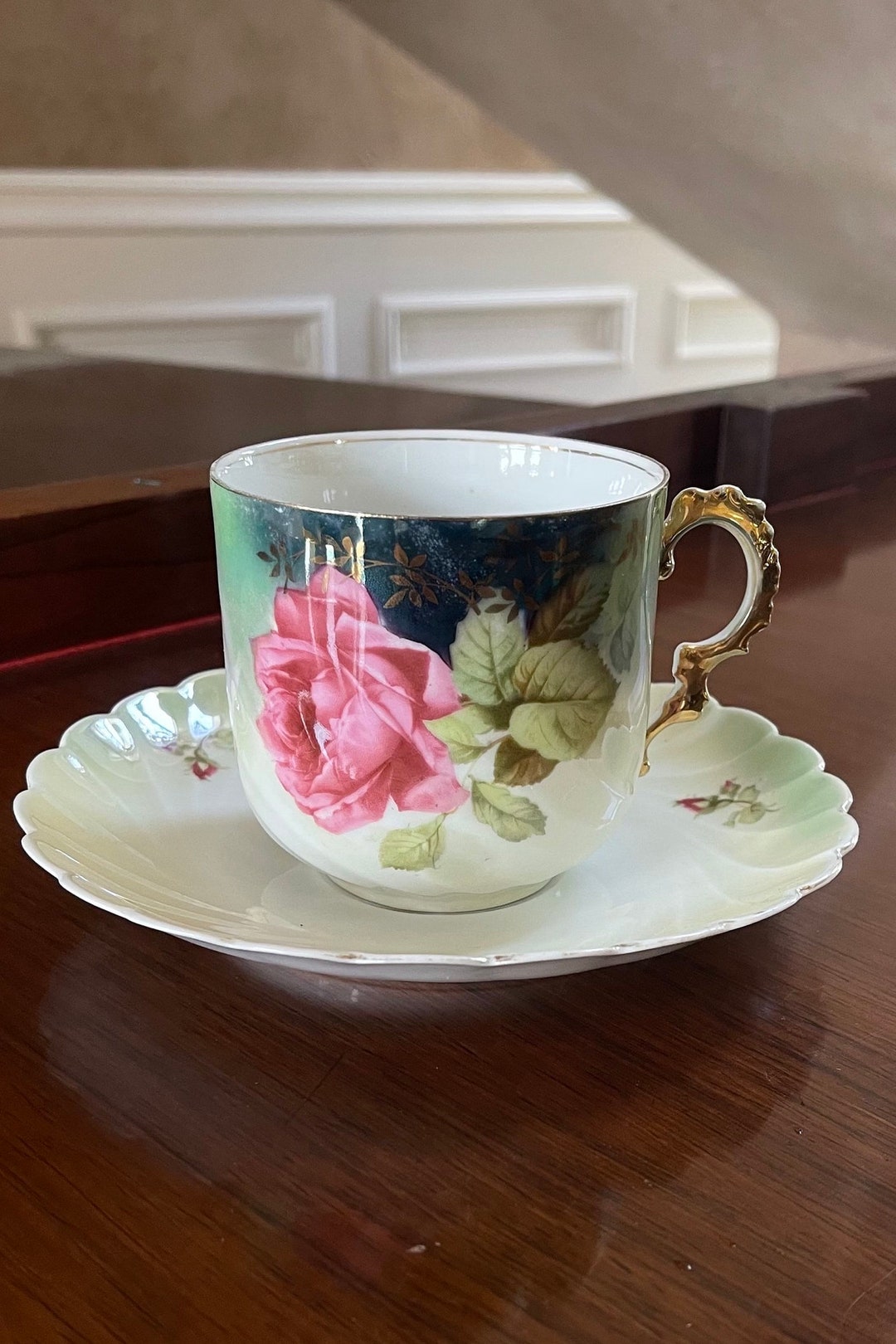 Antique RS Prussia Lusterware Porcelain Cup and Saucer; Victorian ...