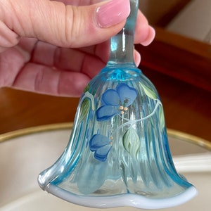 Hand Painted Fenton Glass Mini Hand Bell; Hand Painted Glass Fenton ...