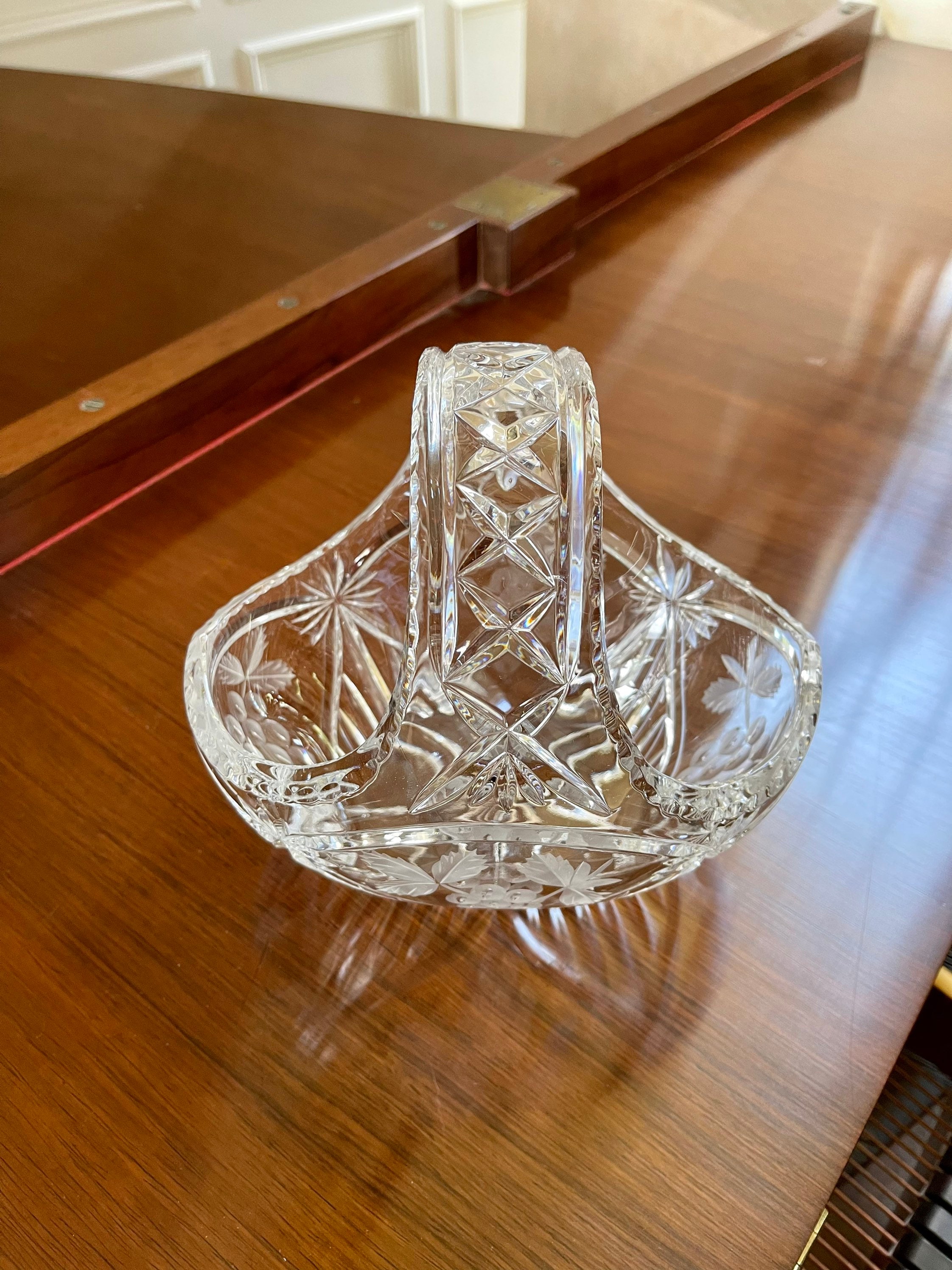 Vintage Hand Cut Lead Crystal Basket Grape Pattern Cut | Etsy
