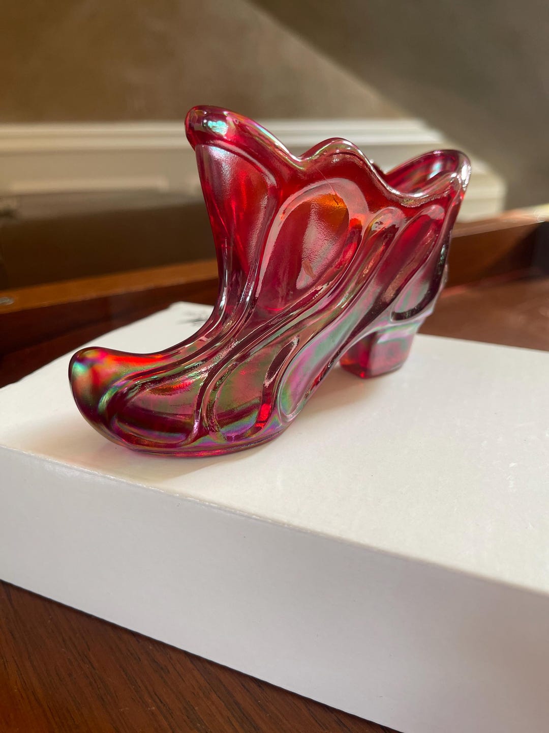 Vintage Fenton Amberina Iridescent Glass Shoe; Fenton Shoe - Etsy