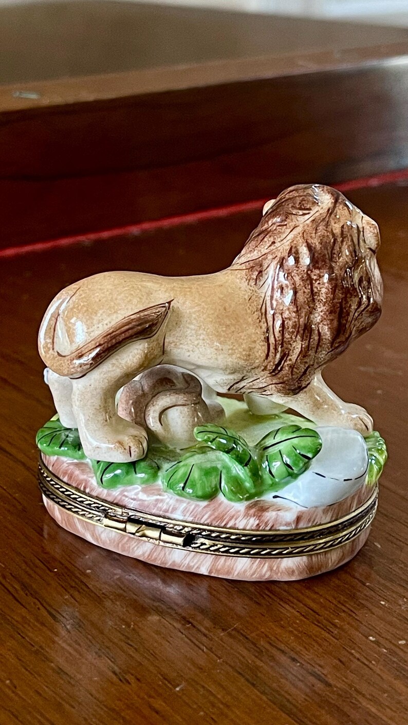 Limoges Lion King of the Jungle Trinket Box ; Limoges Trinket Box ...