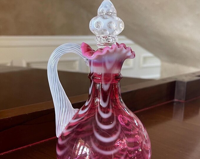 Fenton Glass Cranberry Opalescent Drapery Optic Cruet - Etsy