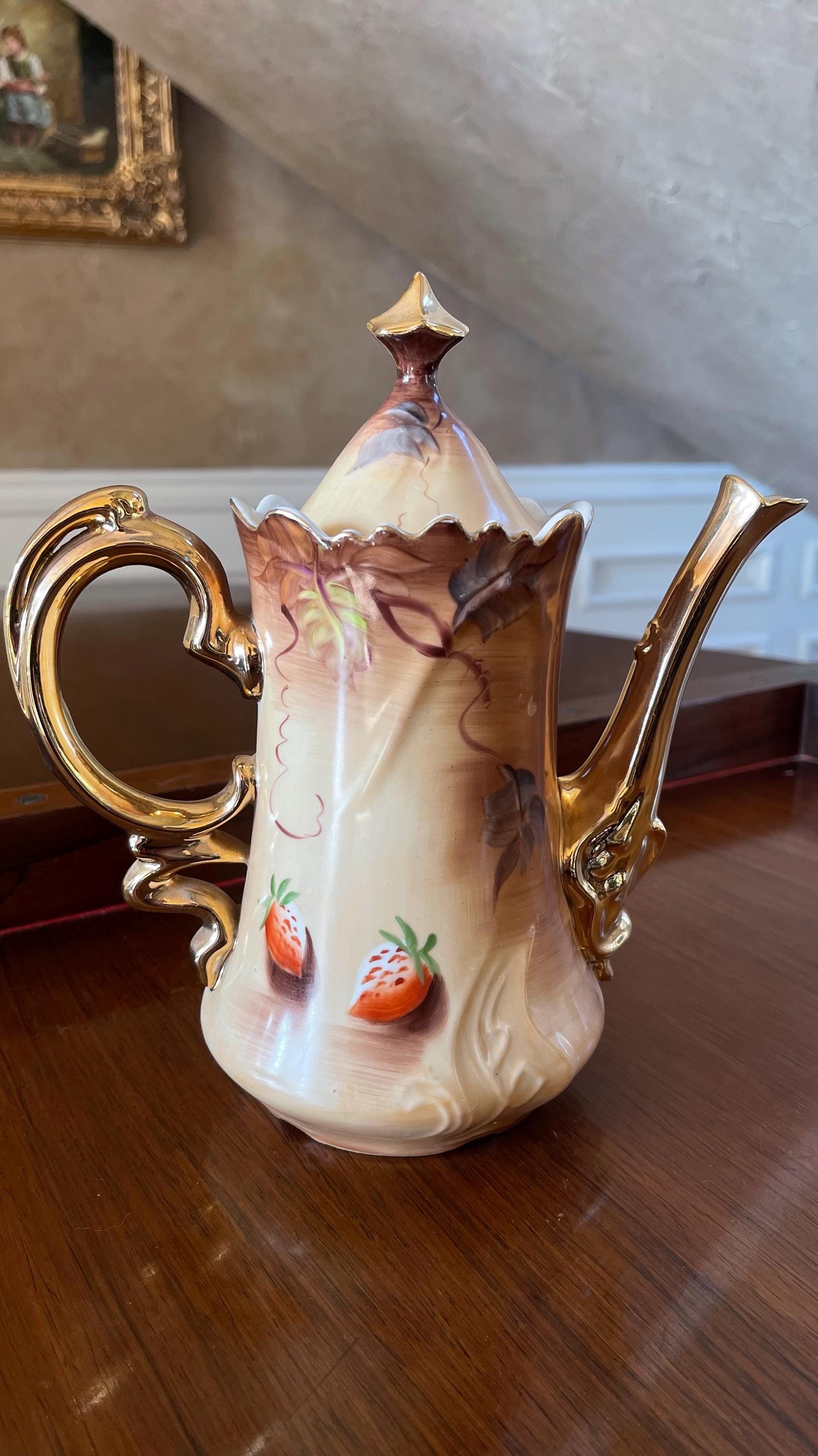 Vintage Lefton China Porcelain Teapot Hand Painted Fruit Made in Japan ...