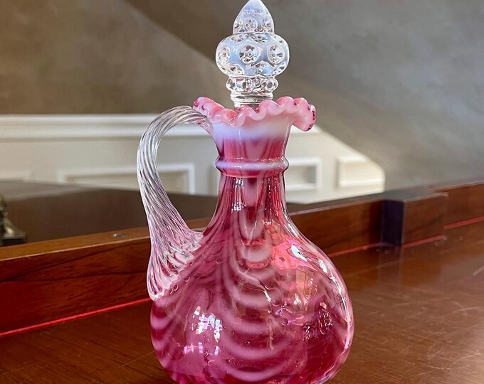 Fenton Glass Cranberry Opalescent Drapery Optic Cruet - Etsy