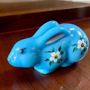 Mosser Glass Hand Painted Bumble Bee Bunny Rabbit Figurine Paperweight ...
