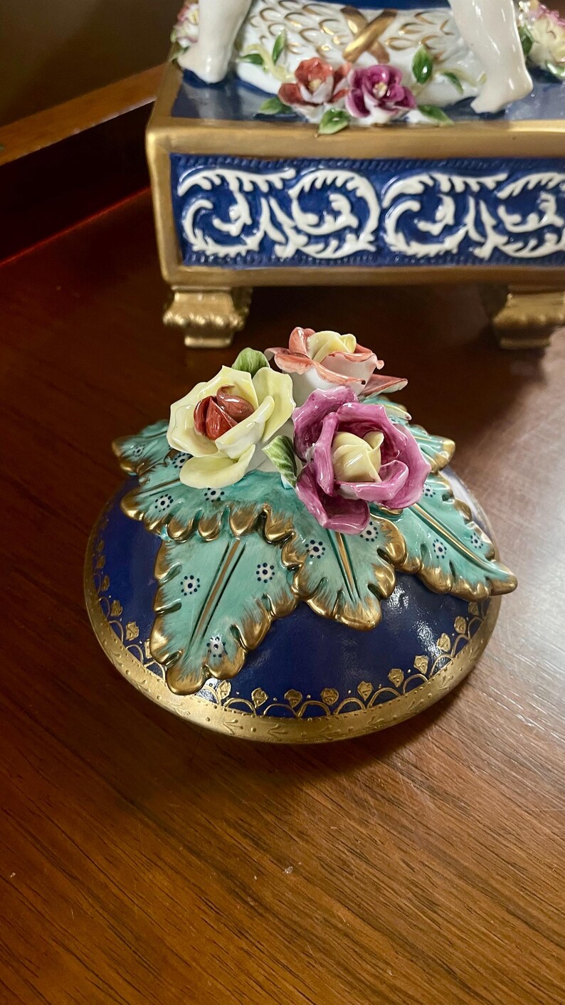Dresden Style 25” Hand Painted Porcelain Centerpiece; Marked Richard ...