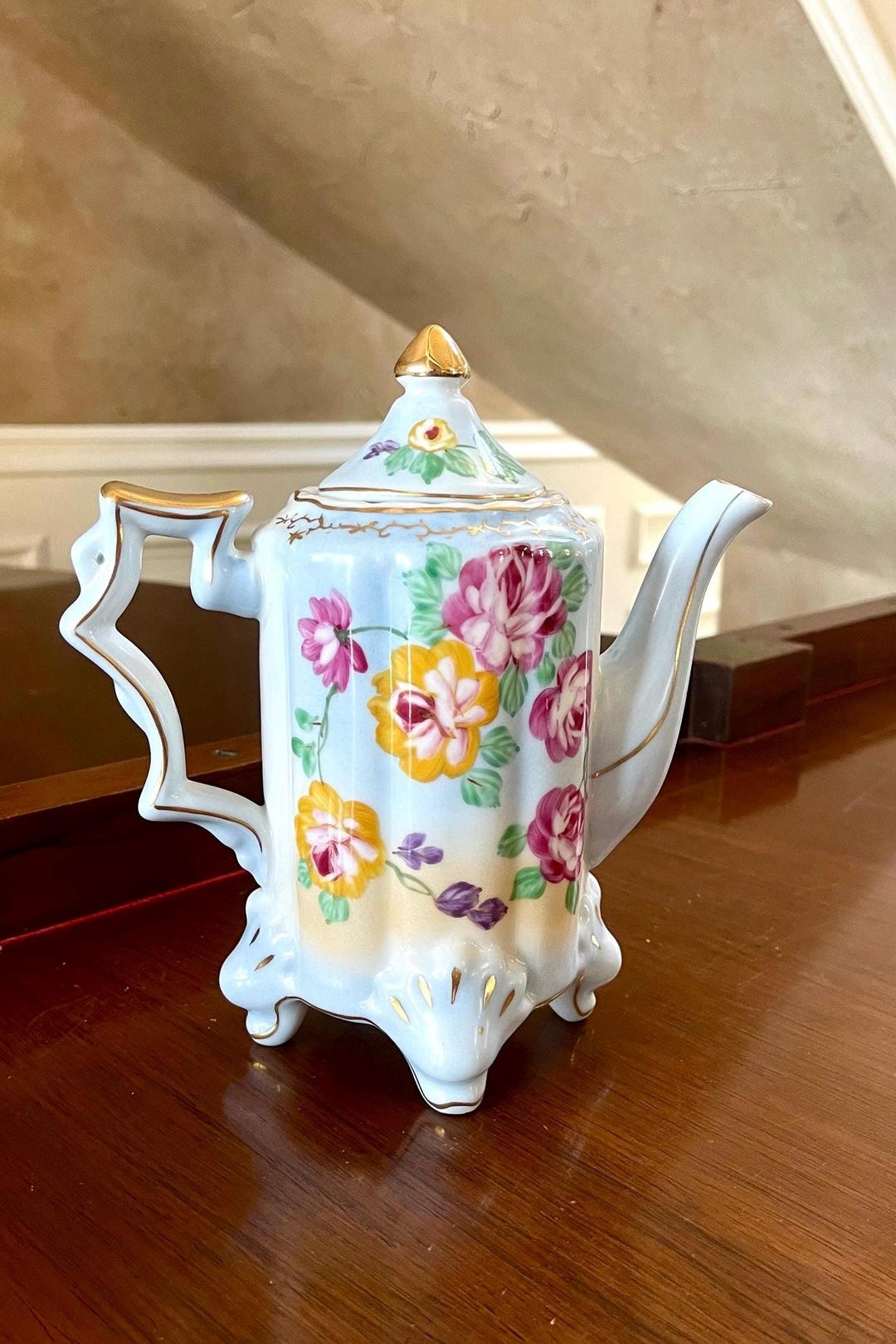 Vintage Hand Painted Porcelain Teapot; Porcelain Coffee Pot; Victorian ...