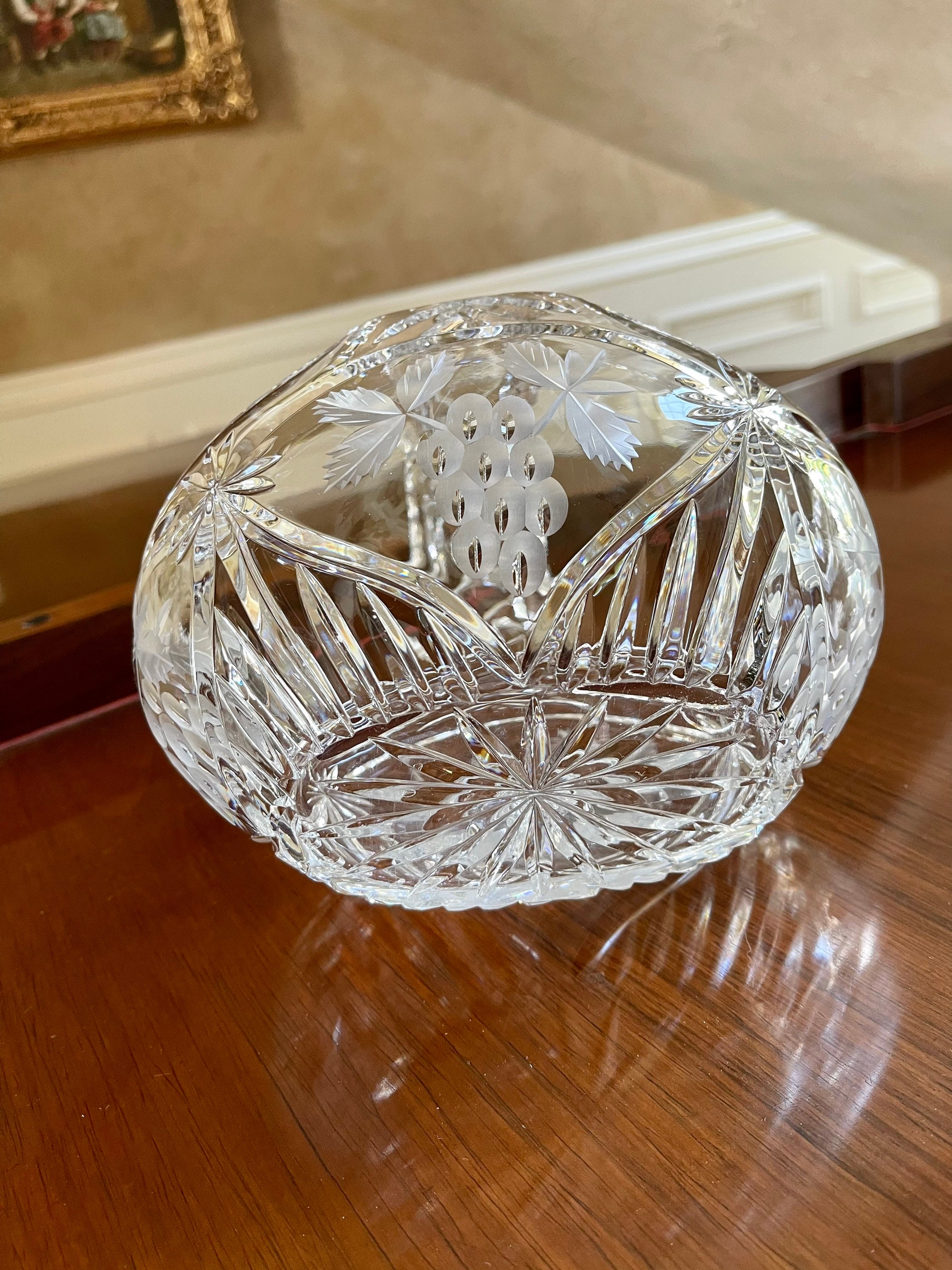 Vintage Hand Cut Lead Crystal Basket Grape Pattern Cut | Etsy