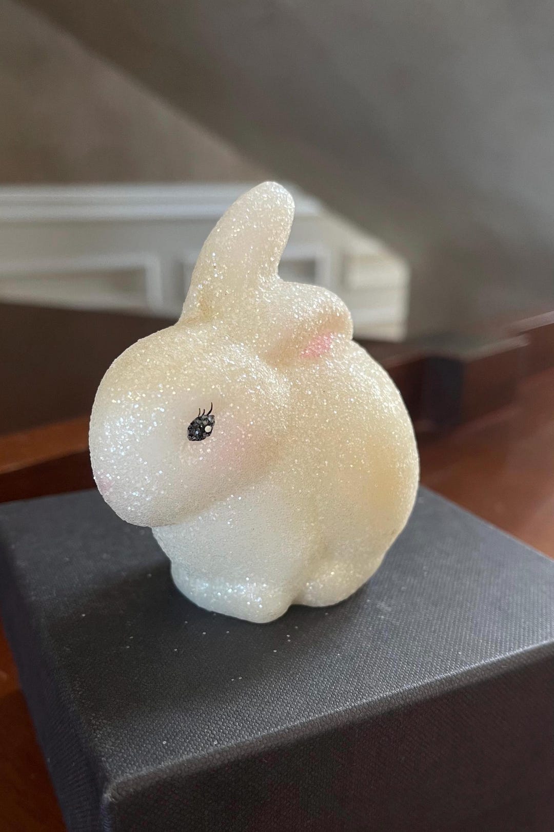 Fenton Glass Hand Painted Glitter Chubby Bunny Rabbit Figurine ...
