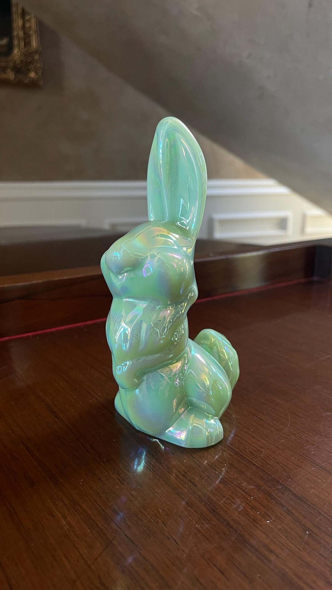 Mosser Glass Jadeite Iridescent Thumper Bunny Rabbit Figurine ...
