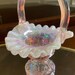 Fenton Art Glass Pink Iridescent Miniature 5.5 Flower Basket - Etsy