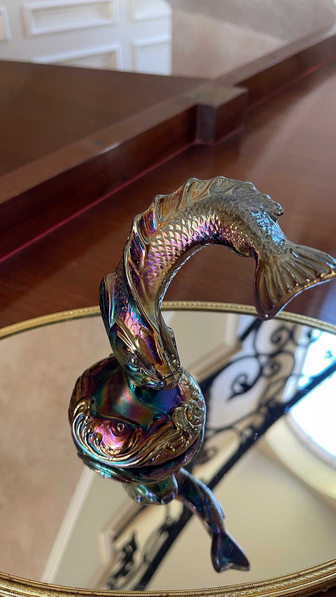 Fenton Carnival Glass KOI Fish; Paperweight; Vintage Fenton Glass ...