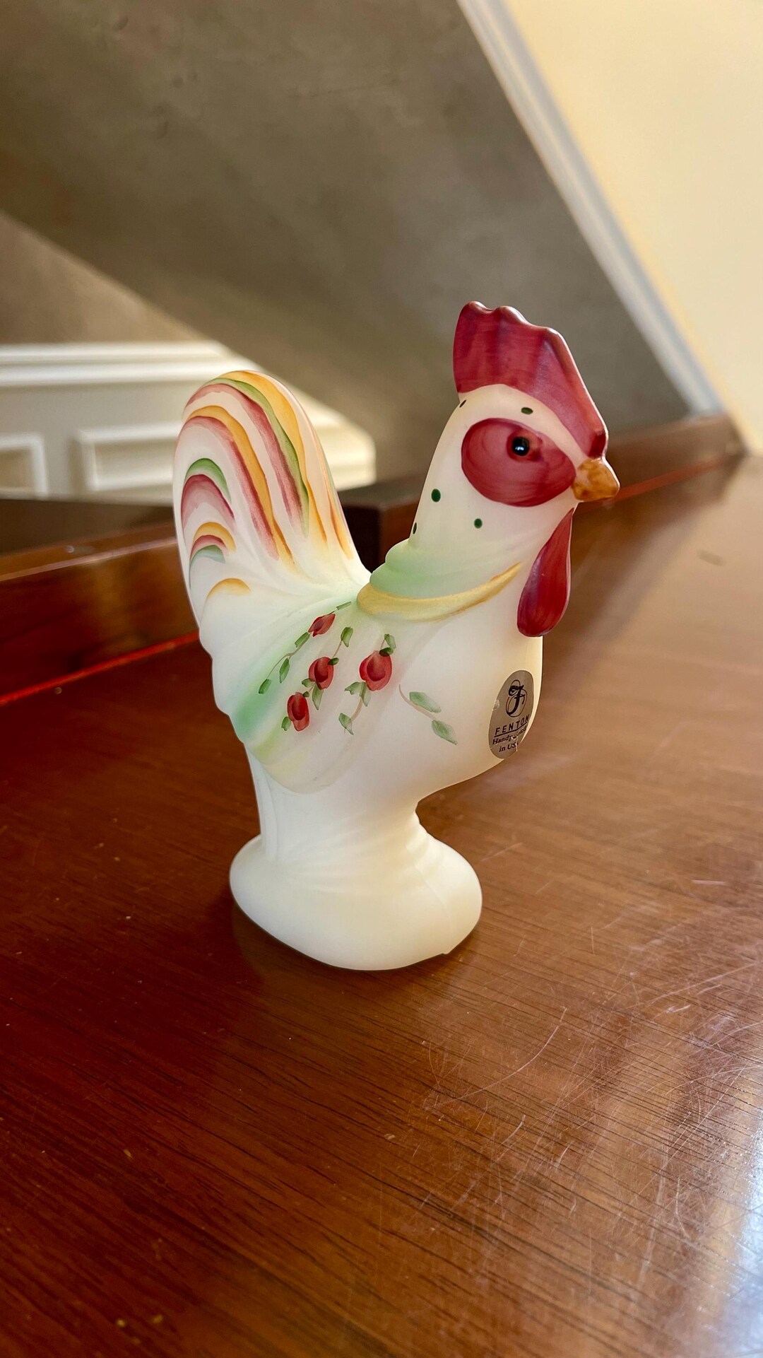 Large Fenton Satin Glass Rooster; Paperweight; Vintage Fenton Glass ...