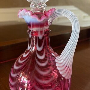 Fenton Glass Cranberry Opalescent Drapery Optic Cruet - Etsy