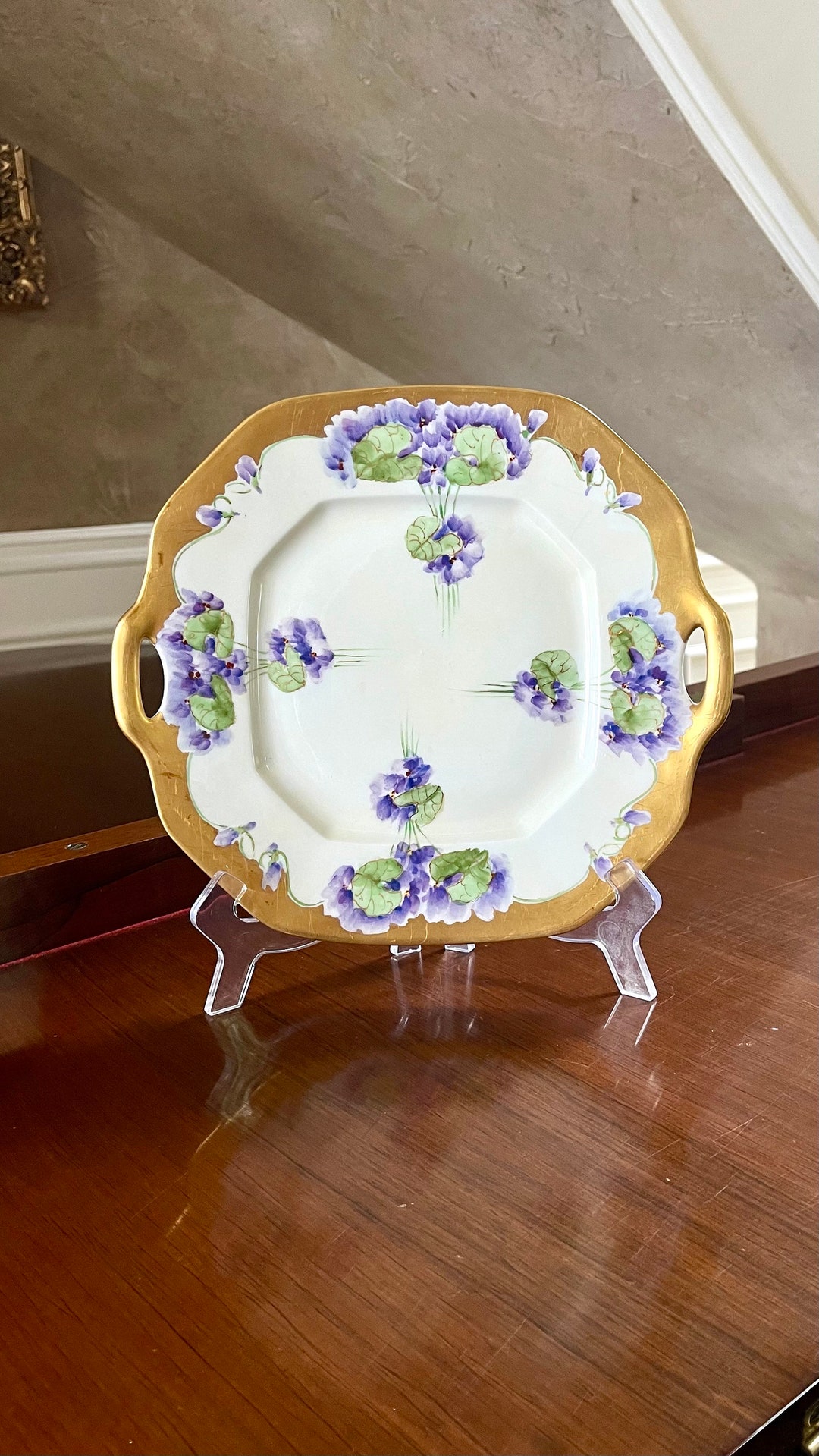 Antique Pickard Hand Painted Purple Violets Serving Plate France - Etsy